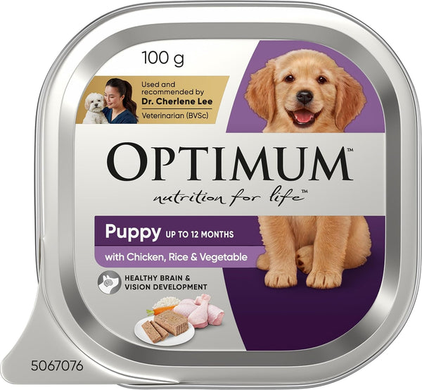 OPTIMUM Puppy Wet Dog Food with Chicken, Rice & Vegetables 100G Tray ...