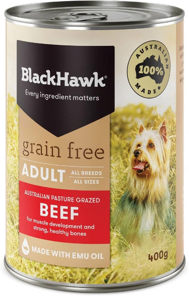 Black Hawk Adult All Breed Grain Free Beef Wet Dog Food 400 G (Pack of ...