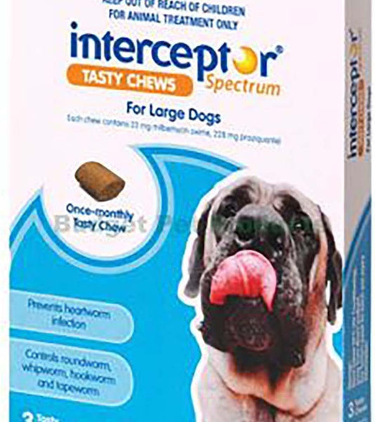 Elanco Interceptor Spectrum Monthly Worming Tasty 3 Chews for Large Do ...